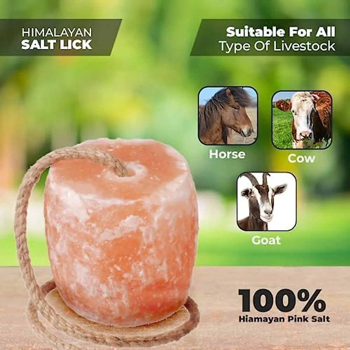 100% Himalayan Salt Lick for Horses 3-4 LBS- Pack of 3 Licking Salt Block for Animals with Minerals, Salt Licks for Cows, Goats, Deer, Cattles & on Rope