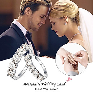 SMILEST Moissanite Wedding Band for Women, D Color VVS1 Clarity Lab Created Diamond Stackable Rings 14K White Gold Vermeil 925 Sterling Silver Fake Diamond Eternity Ring Moissanite Anniversary Rings