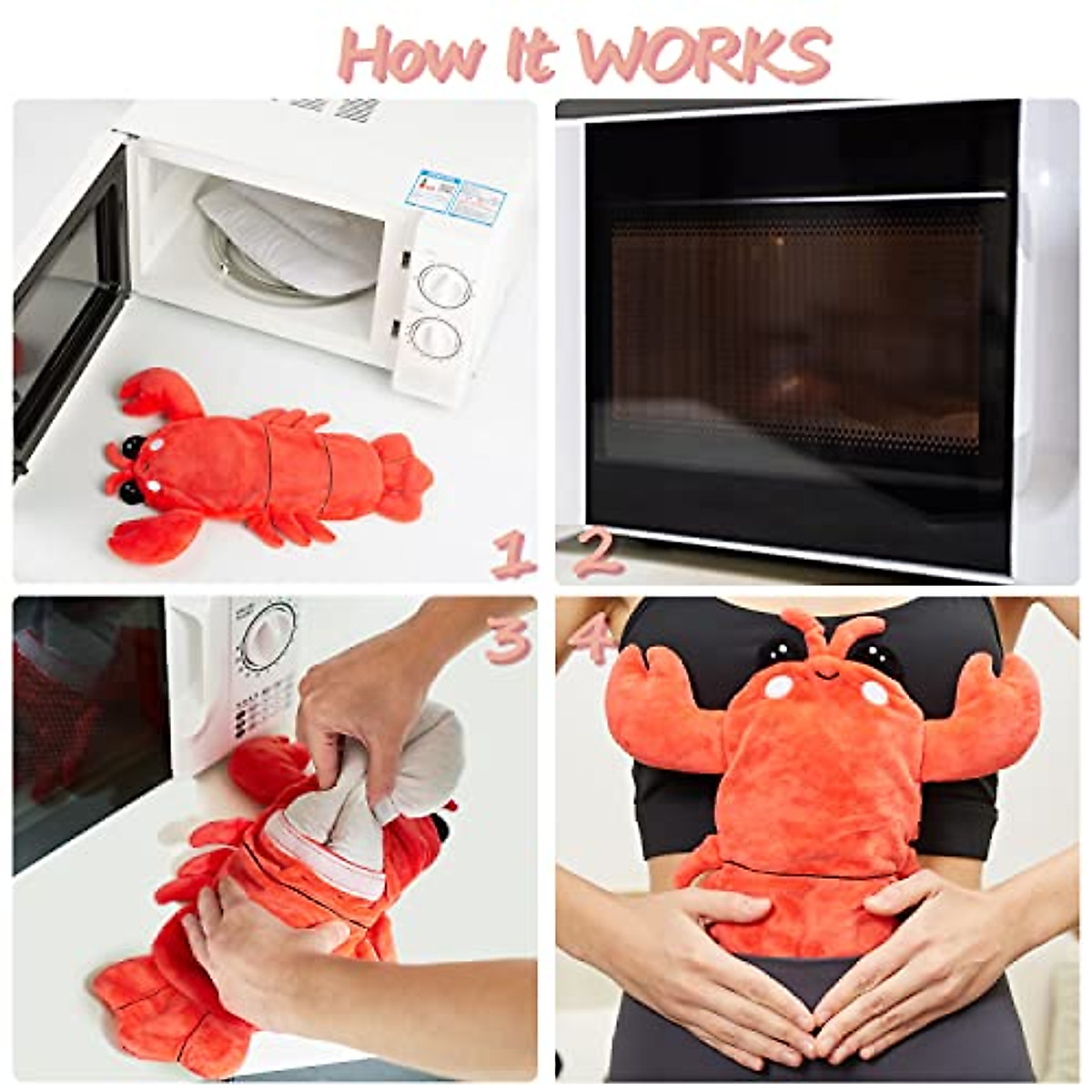 Intoypad Microwavable Menstrual Heating Pad, Crustacean Warming Pillow, Cuddly & Cute Lobster Plush with Heating Pad
