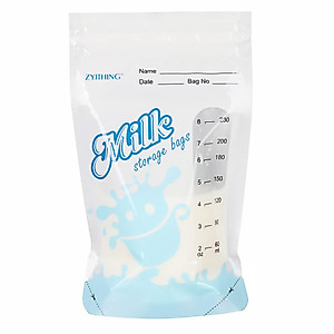 Breast milk storage bags, 100count/1Pack,7-8 ounces, liquid food bag, Breast milk storage bags freezer;breast feeding，Double-layer self-sealing, flat, upright after filling.