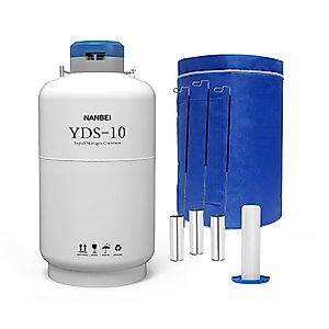 NANBEI 10L Liquid Nitrogen Tank Cryogenic Container Aluminum Alloy Liquid Nitrogen Dewar Static Cryogenic，Liquid nitrogen dewar with Straps,for Beauty Industry, Semen Preservation, Scientific