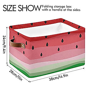 Rectangular Storage Bin Fresh Fruit Watermelon Basket with Handles - Nursery Storage, Laundry Hamper, Book Bag, Gift Baskets