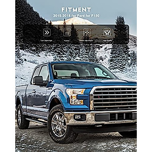 OCPTY Tow Mirrors Power Heated Left Driver Right Passenger Side Towing Mirrors Fit for 2015-2019 for F150 Pickup Truck with Turn Signal Light with Black Housing Manual Folding