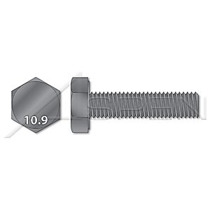 (75 pcs) M10-1.25 X 25mm, DIN 961, Metric, Hex Head Cap Screws Bolts, Fine Thread, Full Thread, Class 10.9 Steel, Plain
