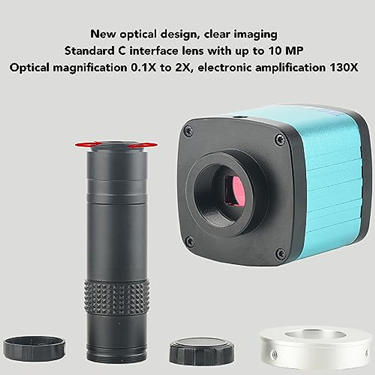 Microscope Camera, 130X 1080P Optical Power 0.1X to 2X Lightweight Microscope 100‑240VAC for Home (US Plug)