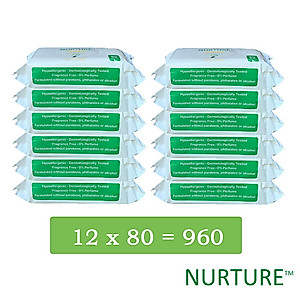 Nurture Baby Ultra Soft Premium Quality Baby Wet Wipes by BioBag, White, 960 Count, Chemical Free, Fragrance Free, Eco Friendly, Hypoallergenic
