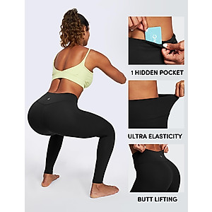 IUGA High Waisted Leggings for Women Running Workout Leggings with Inner Pocket Yoga Pants for Women Black