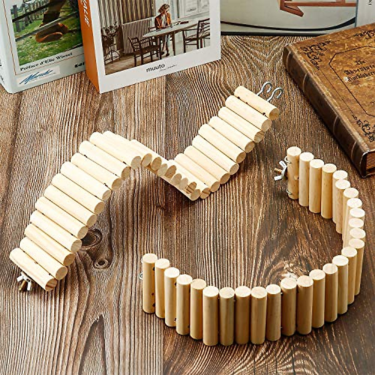 Wooden Pet Ladder Bridge 2 Pieces Soft Animal Bridge Toy Bendable Cage Habitat Toy for Hamster Mouse Chipmunk and Other Small Animals