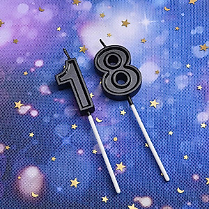 18th Birthday Candles Cake Numeral Candles Happy Birthday Cake Candles Topper Decoration for Birthday Party Wedding Anniversary Celebration Supplies (Black)