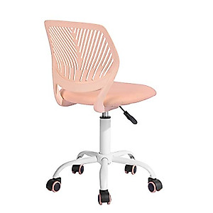 Geniqua Children Task Chair Lumbar Mid Back Adjustable Height Study Computer Chair with Mesh Seat Casters for Home Office, School, Rose Pink