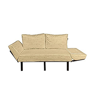 Ambesonne Beige Futon Couch, Wooden Texture Pattern Grains of Wood Natural Tree Growth Lines of Nature Organic Theme, Daybed with Metal Frame Upholstered Sofa for Living Dorm, Loveseat, Cream