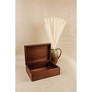 Wooden Box with Hinged Lid - Large Wood Storage Box with Magnetic Lid - Rectangle Wooden Storage Box - Brown keepsake Box- Decorative Wood Box with lids - Stash Boxes - Walnut Finish