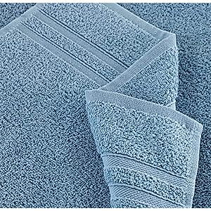 Hammam Linen Light Blue Hand Towels 4-Pack - 16 x 29 Turkish Cotton Premium Quality Soft and Absorbent Small Towels for Bathroom