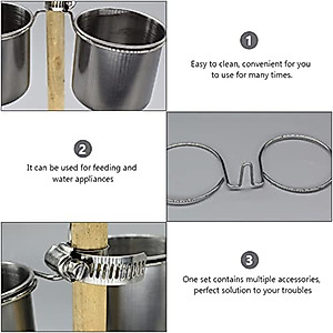 POPETPOP Bird Water Dispenser Bird Feeding Cups, Parrot Food Bowl Clamp Holder Coop Cup, 1 Set Dish Stainless Steel Bird Bowls Parrot Feeders Water Cage Bird Water Dispenser Parakeet