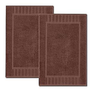 White Classic Luxury Hand Towels | 6 Pack and Product Image Luxury Bath Mat Floor | 2 Pack Bundle (Brown)