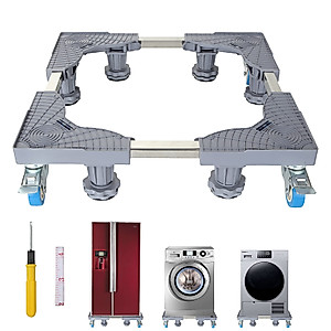 Fridge Stand Adjustable Washing Machine Stand Base With 4 Locking Rubber Wheels & Riser Feet Universal Washer and Dryer Stand Heavy Duty For Washing Machine, Dryer, Refrigerator, Laundry Pedestal