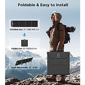 Dabbsson 200Watt Portable Solar Panel for Power Station, Foldable Solar Charger with Adjustable Kickstand, High-Efficiency Monocrystalline PV Module, Waterproof IP65 for Outdoor Camping, RV, Blackout