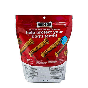 Milk-Bone Brushing Chews Dental Dog Treats - Small/Medium Snacks for Pups 25-49 Lbs (25 Count) - Plus Rope Toy and Fun Animal Facts Booklet Bundle