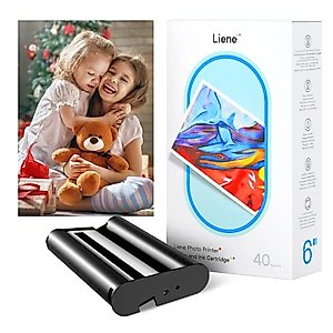 Liene Photo Printer Paper & Cartridge, Cartridge Refill & Photo Paper- 40 Pack