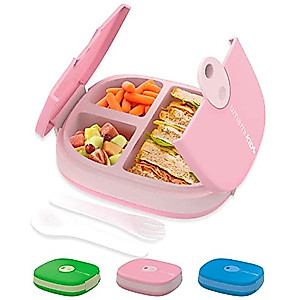 Umami Bento Lunch Box KIDS With Cutlery, Leak-Proof, Easy to Clean, 3 Compartments Bento Box for Kids, Ideal Portion Sizes for Ages 3 to 9, for Boys & Girls, Microwave, Dishwasher & Safe, BPA-Free