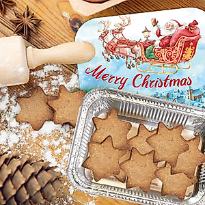 WorldBazaar Christmas Leftover Containers with Lids 36PCS Santa Christmas Aluminum Food Containers with Lids Disposable Watercolor Goodie Sacks Containers Winter Holiday Party Supply