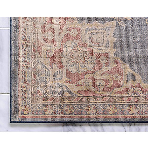 Unique Loom Utopia Collection Traditional Classic Vintage Inspired Area Rug with Warm Hues, 2 ft 2 in x 3 ft, Navy Blue/Burgundy