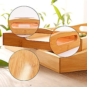 Enkrio Wood Serving Tray 3 Pack Food Tray with Handles Serving Tray Breakfast Tray Coffee Table Tray for Coffee Food Breakfast Dinner