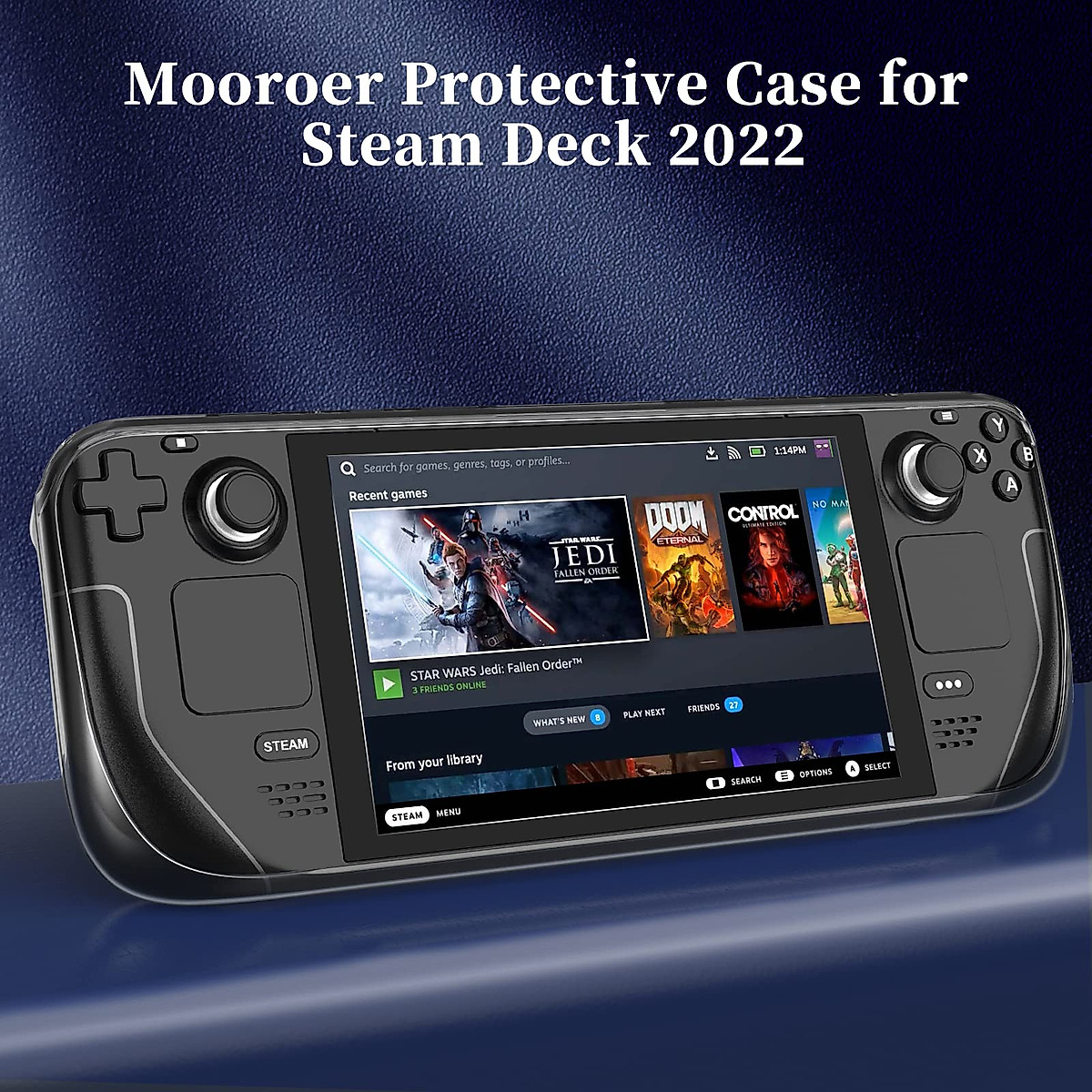Protective Case for Steam Deck, Mooroer Steam Deck Clear Case, TPU Soft Steam Deck Cover Case with Full Protection, Steam Deck Accessories Stylish