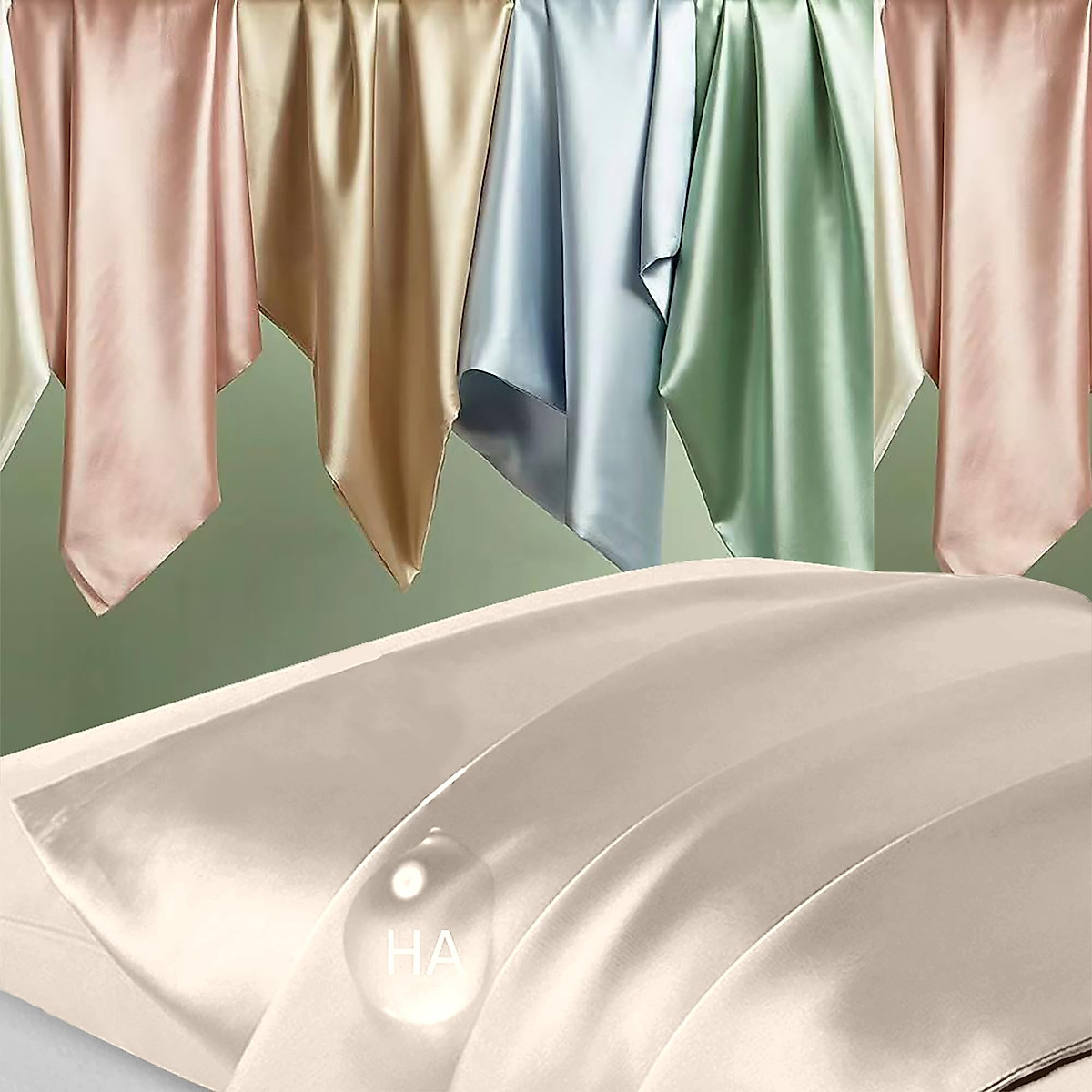 Silk Pillowcase for Hair and Skin, Mulberry Silk Pillow Cases Standard Size Anti Acne Cooling Beauty Sleep Both Sides Natural Silk Satin Pillow Covers with Hidden Zipper, Gifts for Women Men, Beige