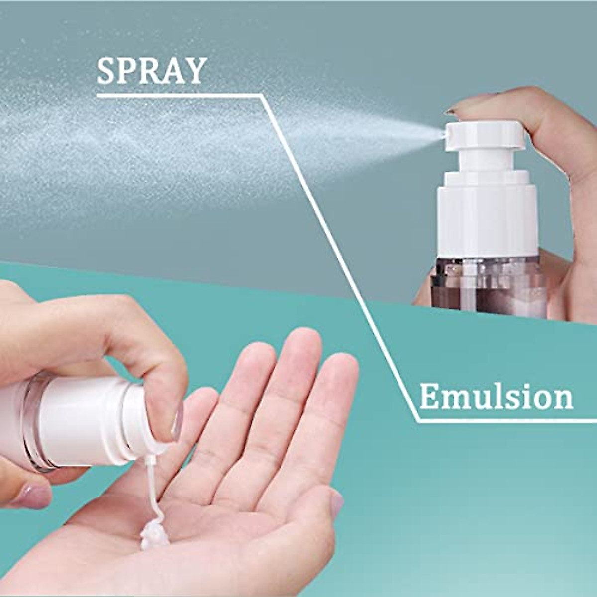 19 Pcs TSA Approved Travel Toiletries Containers Set - Refillable Vacuum Pump Bottle, Squeeze Pouches, Clear Glass Jar for Toner Shampoo Conditioner Lotion Body Wash (Include Cosmetic Bag Label)