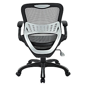 Office Star Ventilated Manager's Office Desk Chair with Breathable Mesh Seat and Back, Black Base, Grey