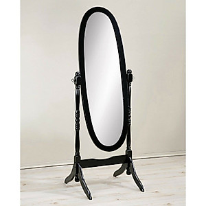 OBIOZZ Floor Mirror, Full Body Mirror Full Length Mirror Standing Floor Mirror Wood Full Length Oval Shape Free Standing Wooden Large Black Dressing Mirror for Bedroom Living Room
