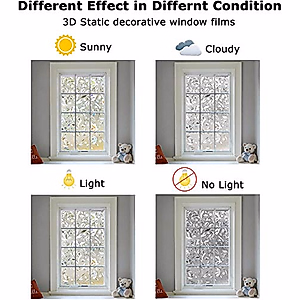 LEMON CLOUD Window Film, Decorative Window Privacy Film, 3D Stained Glass Window Sticker,Anti-UV Sun Blocker Heat Control for Home(Rainbow Tulip Design,17.5 x 78.7 inches )