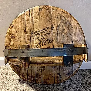 Whiskey Barrel Shelf Hand Crafted Liquor Bottle Display Vintage Round Wine Shelf Wooden Wall Mounted Wine Rack 7 Wine Bottle Round Shelf Wall Display Decoration for Home Bar Kitchen Cabinet