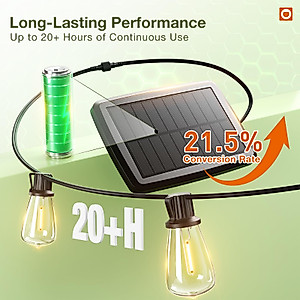 addlon 54(48+6) FT Solar String Lights Waterproof,Patio Lights Solar Powered with Remote & USB Port 15+1 LED Shatterproof Bulbs 3 Light Modes, Dimmable Solar Lights for Camping Backyard Garden