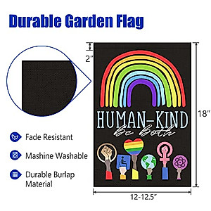 Swooflia Human Kind Be Both Garden Flag Black Lives Matter LGBT Small Yard Flag for Outside Decor Burlap Garden Sign 12x18 Inch Double Sided HYQ-261