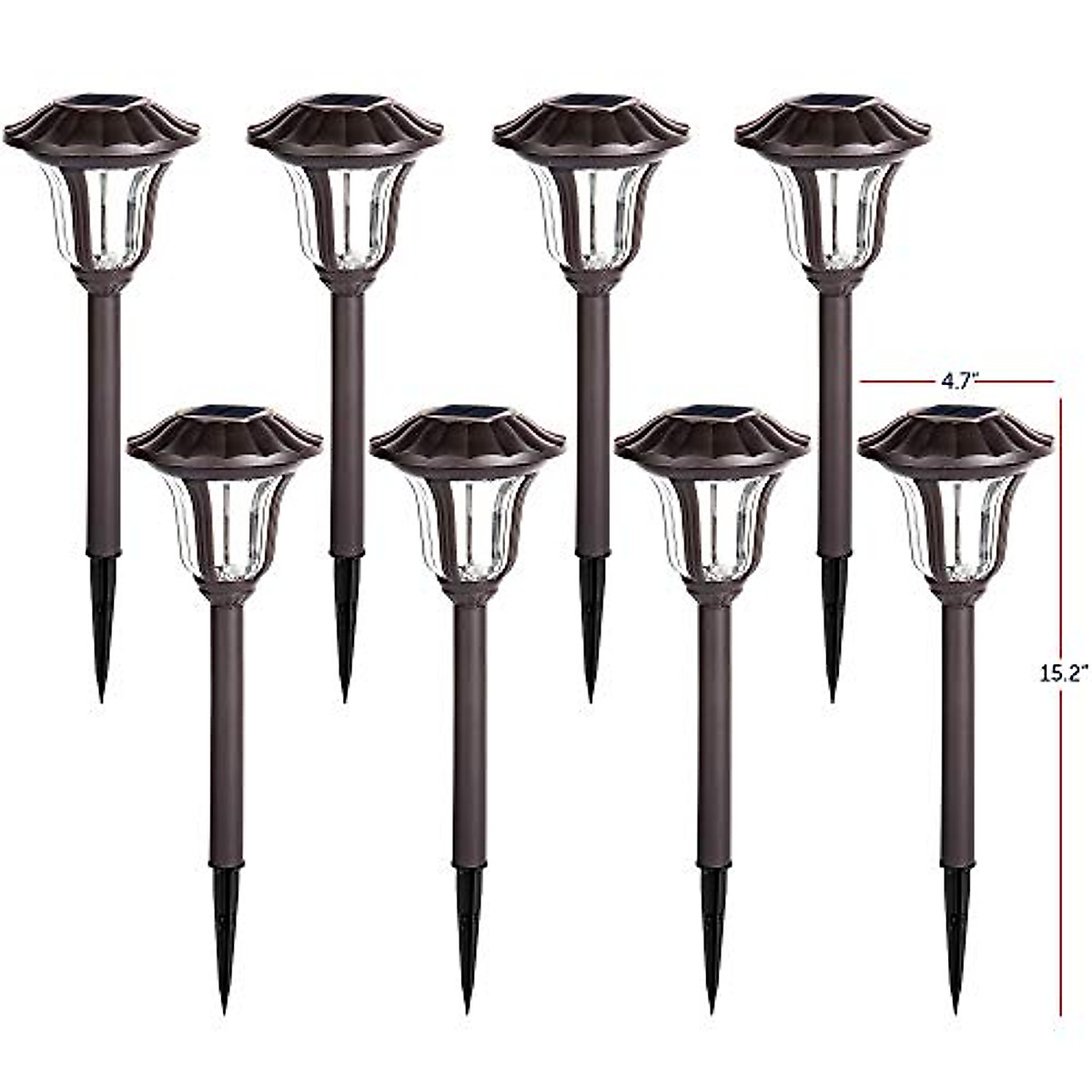 GIGALUMI Solar Pathway Lights, 8 Pack Bright Solar Garden Lights, Solar Powered Walkway Lights, Solar Lights Outdoor Waterproof Solar Path Lights for Yard, Patio, Driveway (Cold White)…