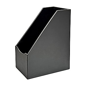 UnionBasic Magazine File Holder, Leatherette Desktop Document Organizer, Home Office Paper Holder File Storage Literature Sorter, Grey