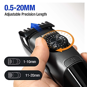 SUPRENT Beard Trimmer for Men Waterproof, IPX7 Professional Mustache Trimmer, 39 Built-in Adjustable Precise Lengths, Cordless USB C Rechargeable & LED Display