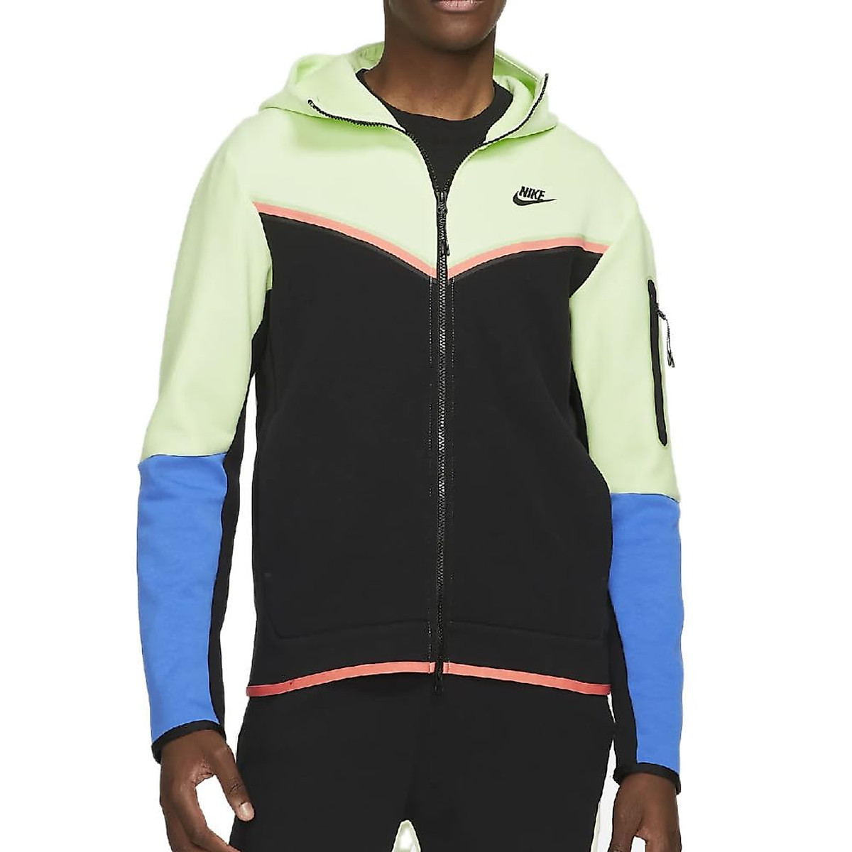 Nike Sportswear Tech Fleece Hoodie Mens Lime Ice/Black-Signal Blue -XX-Large