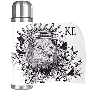 Lion King Stainless Steel Water Bottle, Leak-Proof Travel Thermos Mug, Double Walled Vacuum Insulated Flask 17 OZ