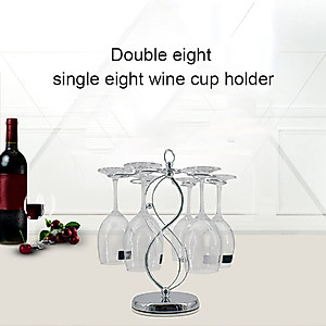 CALIDAKA Countertop Wine Glass Holder Stemware Rack Freestanding Tabletop Stemware Storage Rack with 6 Hooks(Silver)