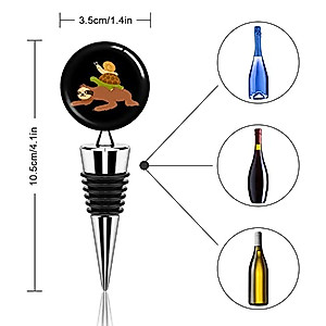 Slow Turtle and Snail Riding Sloth Wine Bottle Stoppers Reusable Plug Wine Saver Corks for Beverage Holiday Party Kitchen Decorative