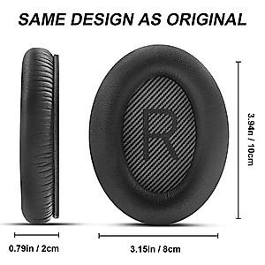 Replacement Ear Pads for Bose QC25 QC35 Headphones Earpads Cushions, Also Fits QuietComfort 2/QC15/QC35II/Ae2/Ae2i/Ae2w/SoundLink1&2/SoundTrue1&2 Around-Ear, Soft and Comfortable Memory Foam