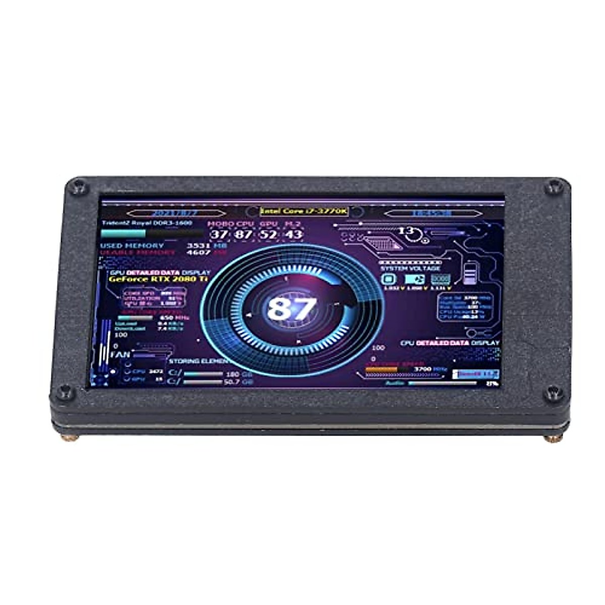 Computer Temp Monitor, Adjustable Brightness 3.5in USB Mini Screen Mini Size Power Saving Customizable for Company (with Motherboard Line)