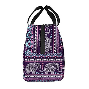 YouQu Tribal Ethnic Elephant Mandala Elephant Insulated Lunch Bag For Women, Men, Lunch Tote For Work