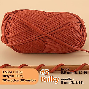 Yarn for Crocheting,100g Soft Yarn for Crocheting,Crochet Yarn for Sweater,Hat,Socks,Blankets(Brown with 1 Crochet Hook)