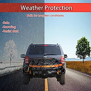 Basket Trailer Hitch Cargo Carrier 60"x 21" Folding Trailer Hitch Luggage Rack with Cargo Bag and Net, 550 LBS Capacity Vehicle Cargo Carriers Hitch Mount Fit 2" Receiver for SUV, Truck, Car