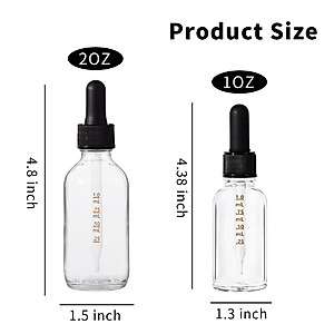 StellaCare 2 Pcs, 2 ounce Dropper Bottle, Glass Bottle, Small Glass Bottles with Lids Clear Glass Jars