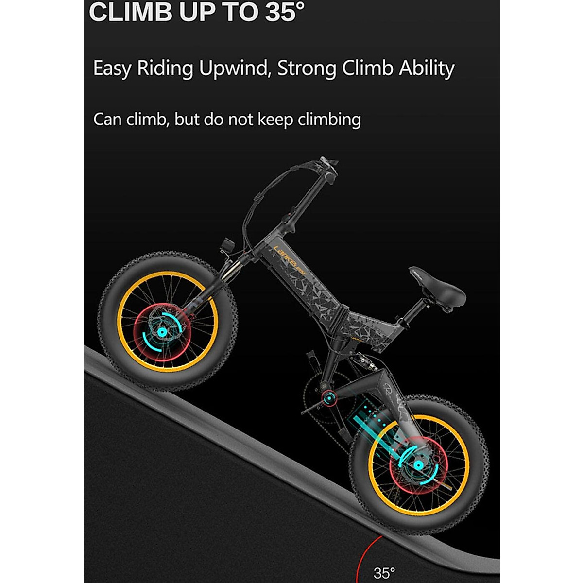 iRonsnow Lankeleisi 20" Fat Tire Electric Bike, 1000W Motor Folding Bicycle 28MPH 90NM - 7 Speed E Snow Mountain Ebike 48V 17.5Ah Lithium Battery E-Bike